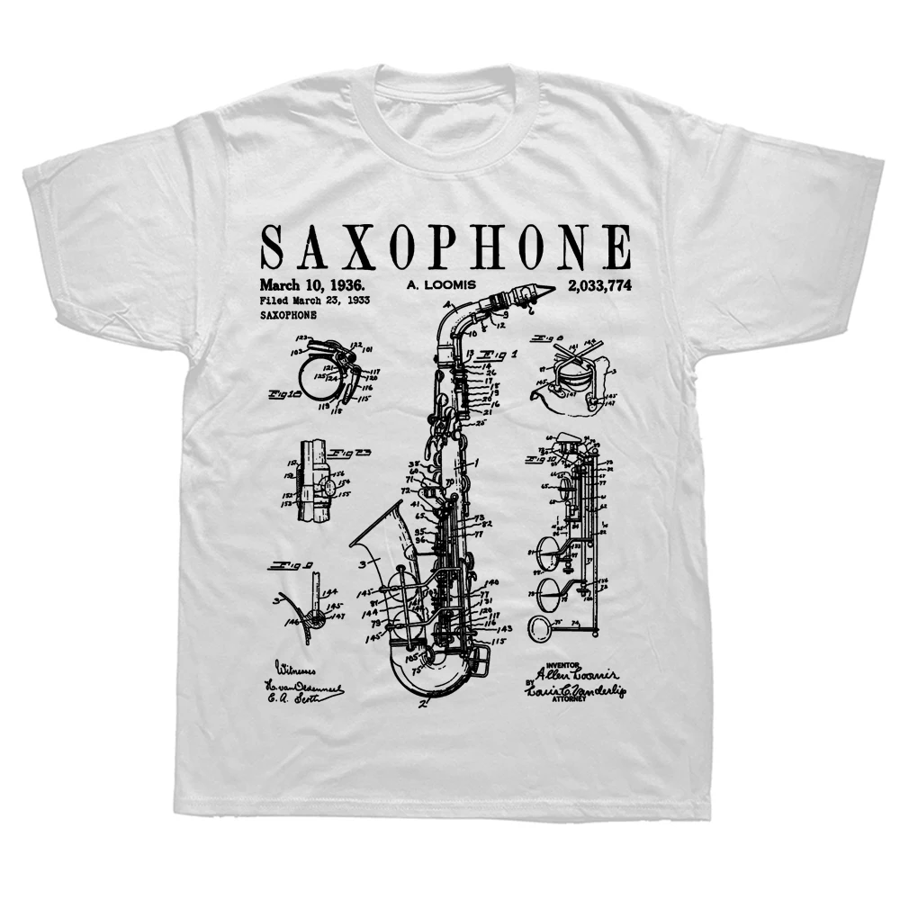 Funny-Saxophone-Patent-Blueprint-Musical-Instrument-Music-T-Shirts ...
