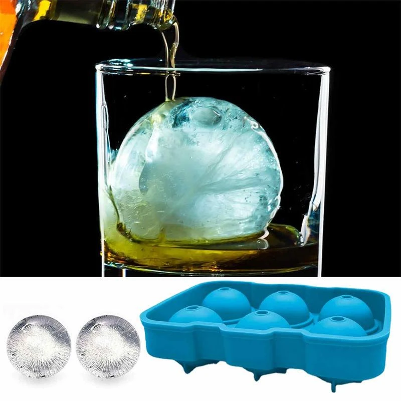 Ice Ball Tray DIY Decorative Six Grid Round Ice Maker With Cover Small ...