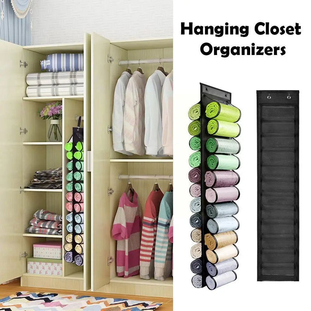 24 Roll Clothes Hanging Wardrobe Rack Jeans Compartment Storage ...