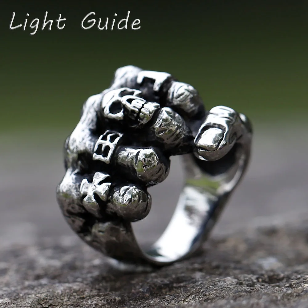 2022-NEW-Men-s-316L-stainless-steel-rings-Retro-fist-Skull-power ...
