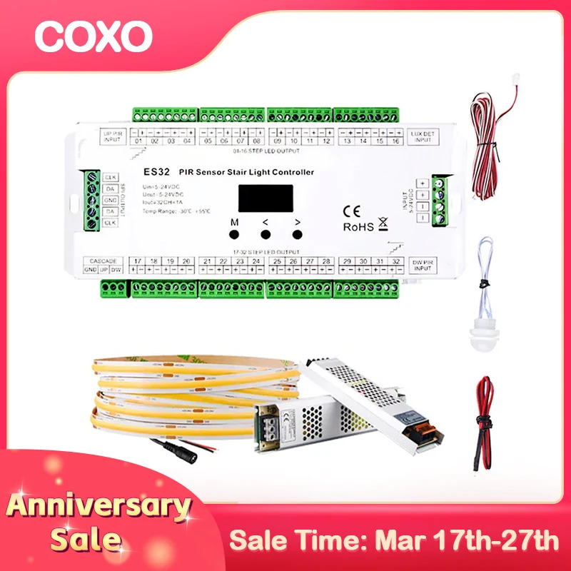 PIR-Sensor-Stair-Controller-32CH-Single-Color-2CH-RGB-Pixel-SPI-LED ...