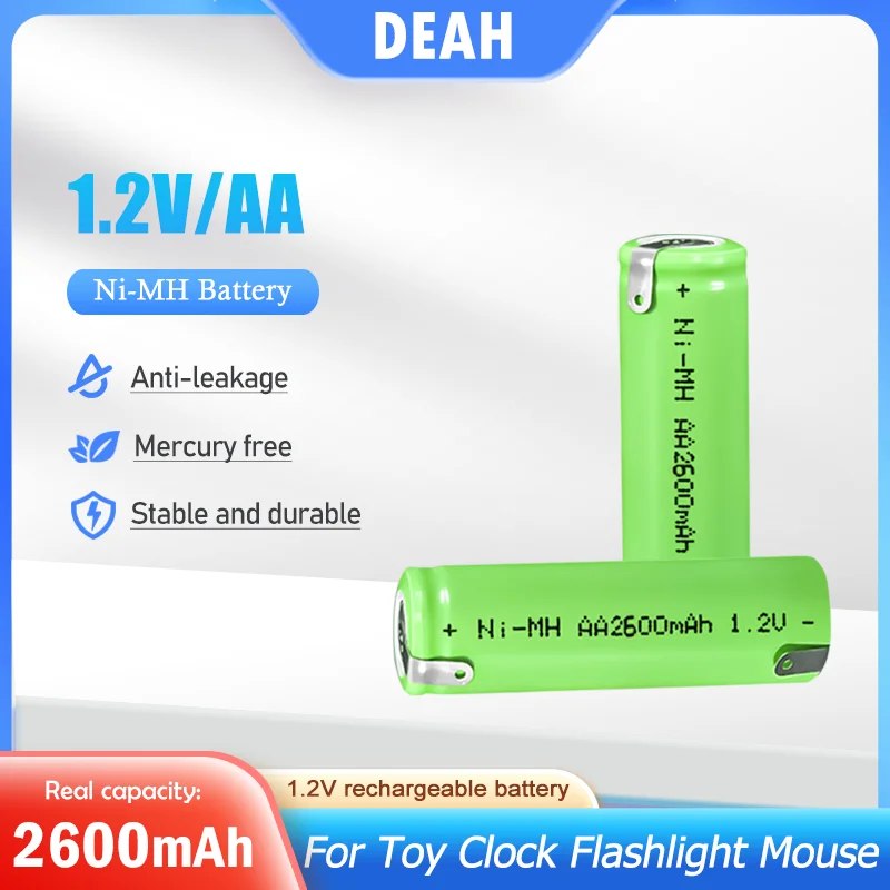 1-3PCS-AA-1-2V-2600mAh-Rechargeable-Ni-MH-Battery-With-Solder-Pins-For ...