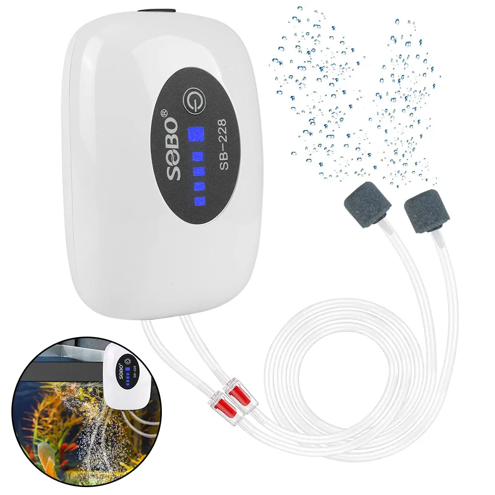 Aquarium-Oxygen-Air-Pump-Compressor-Small-Portable-Exhaust-Ultra-Silent ...