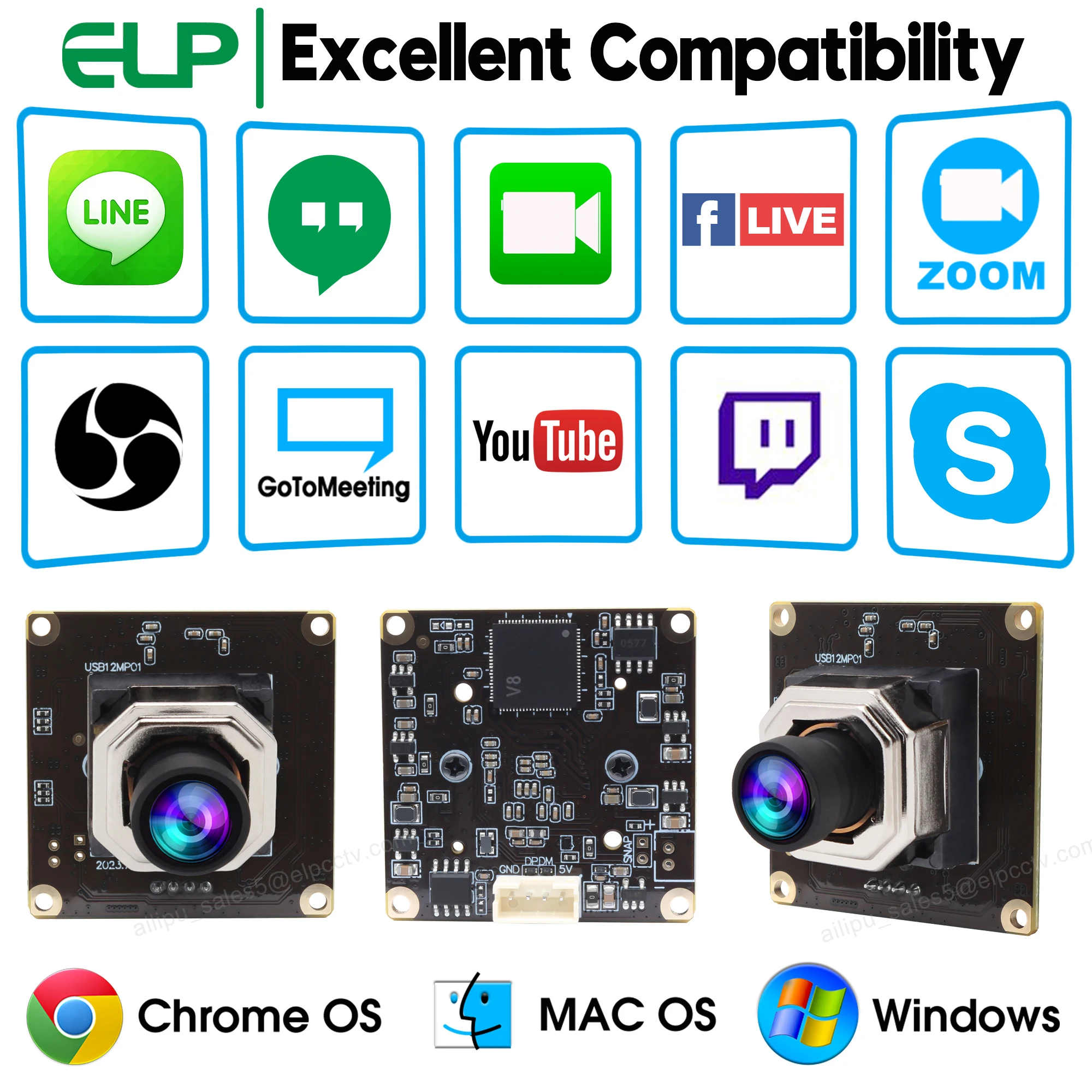 ELP 12MP Autofocus USB Camera Module High Speed 120FPS 1080P 30FPS ...