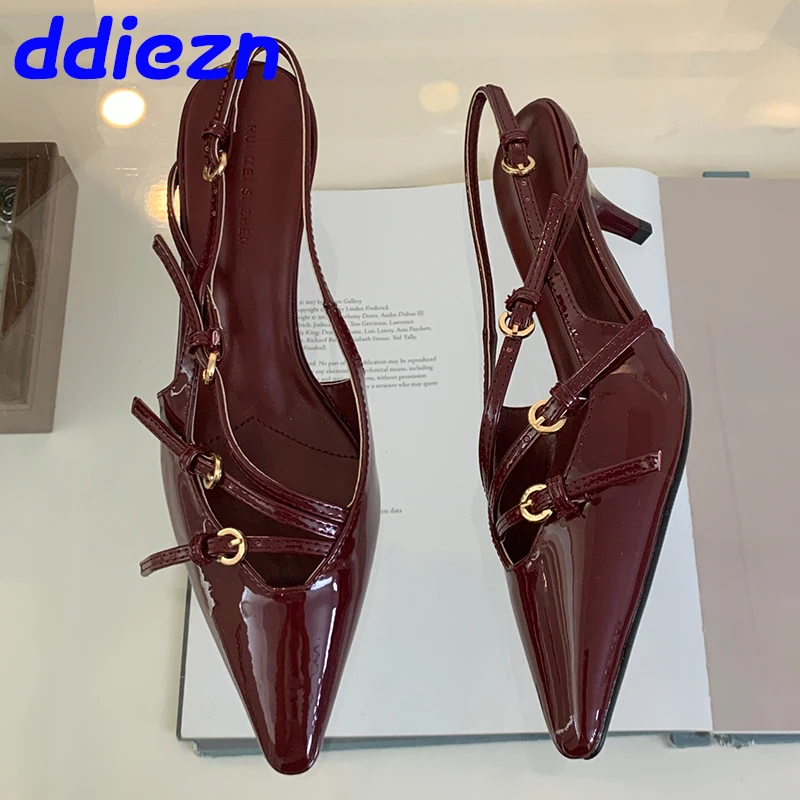 Escarpins-talons-moyens-pour-femmes-chaussures-pour-femmes-vin-rouge ...