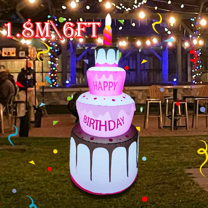 1-8M-6FT-Birthday-Cake-Inflatable-Toys-Decoration-with-LED-Lights-for ...