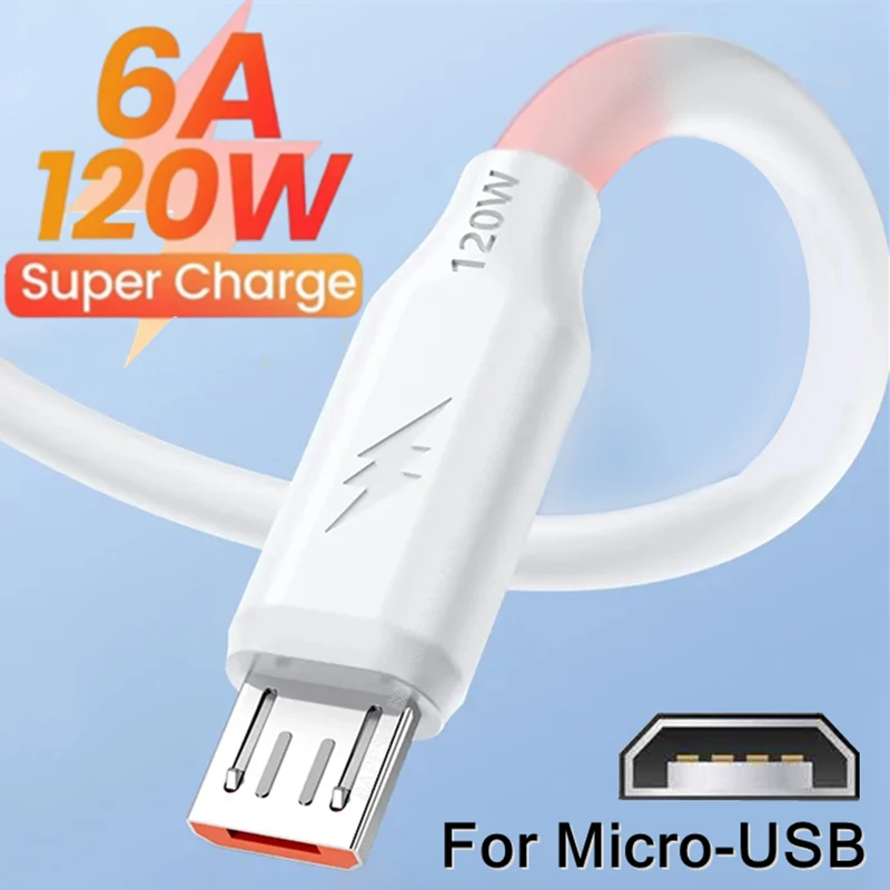 120W 6A Fast Charging Micro USB Data Cable Android Mobile Phone ...