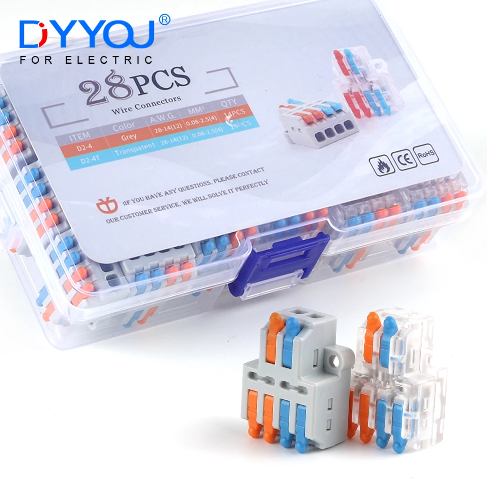 Quick Mini Spring Splicing Wire Connector 2 in 4 out Electric Cable ...
