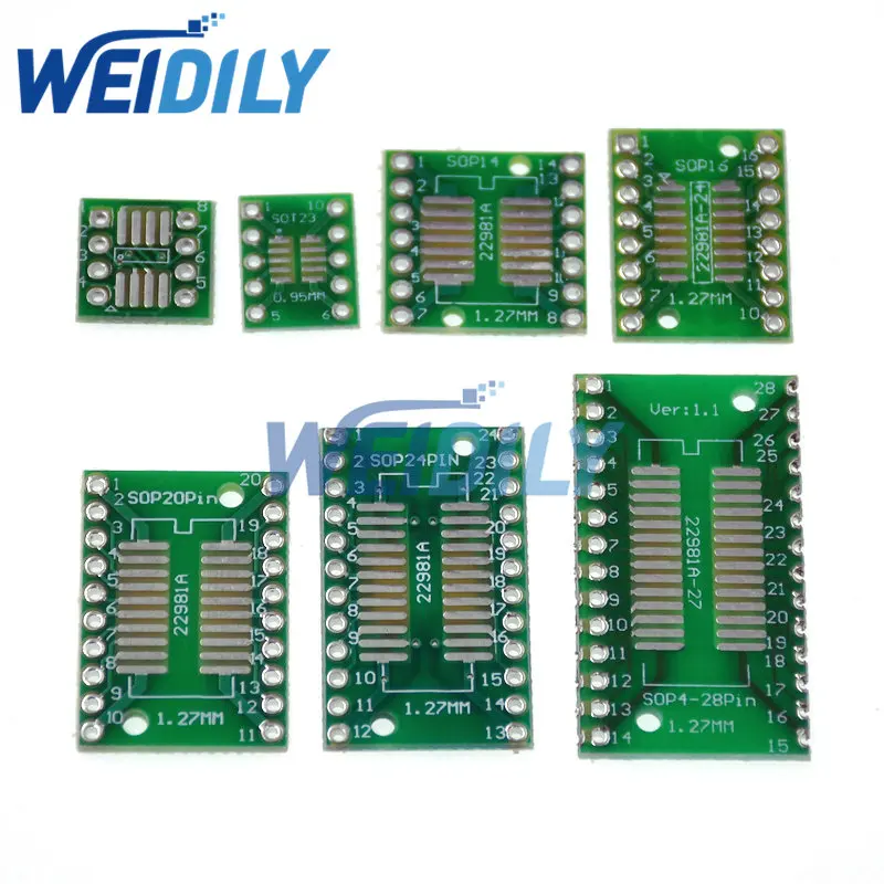 35pcs=7value*5pcs PCB Board Kit SMD Turn To DIP SOP MSOP SSOP TSSOP ...