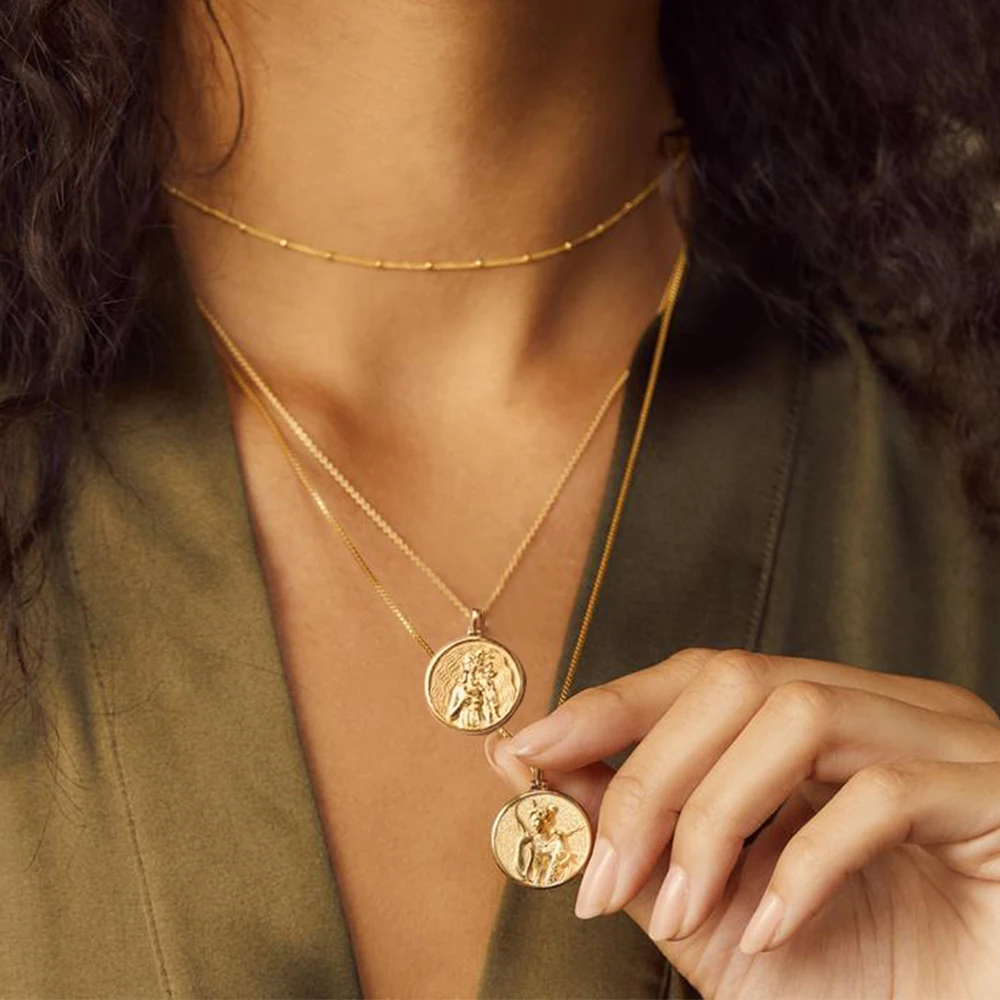 Colar de pingente de ouro cor aphrodite para mulher mitologia grega deusa gargantilha colar goth ...