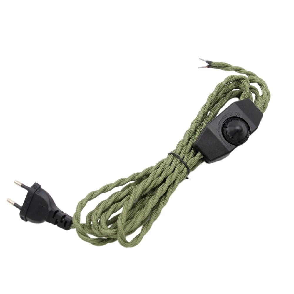 2m-3meters-AC-220V-250V-Vintage-EU-Plug-Power-Cords-Retro-Twisted-Cable ...