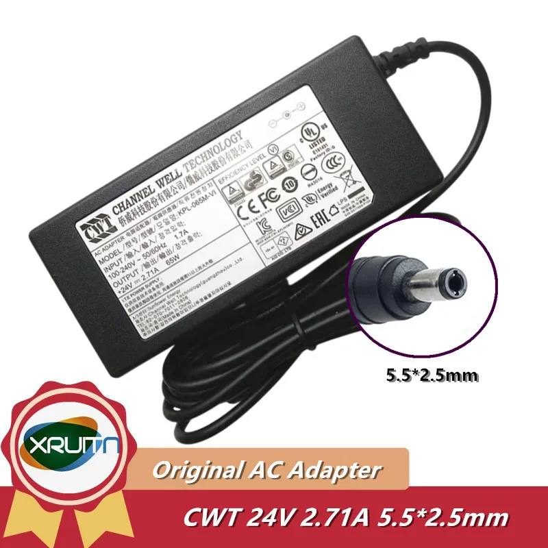 Genuine CWT KPL-065M-VI 24V 2.71A 65W AC Adapter Charger KPL-065M-VL ...