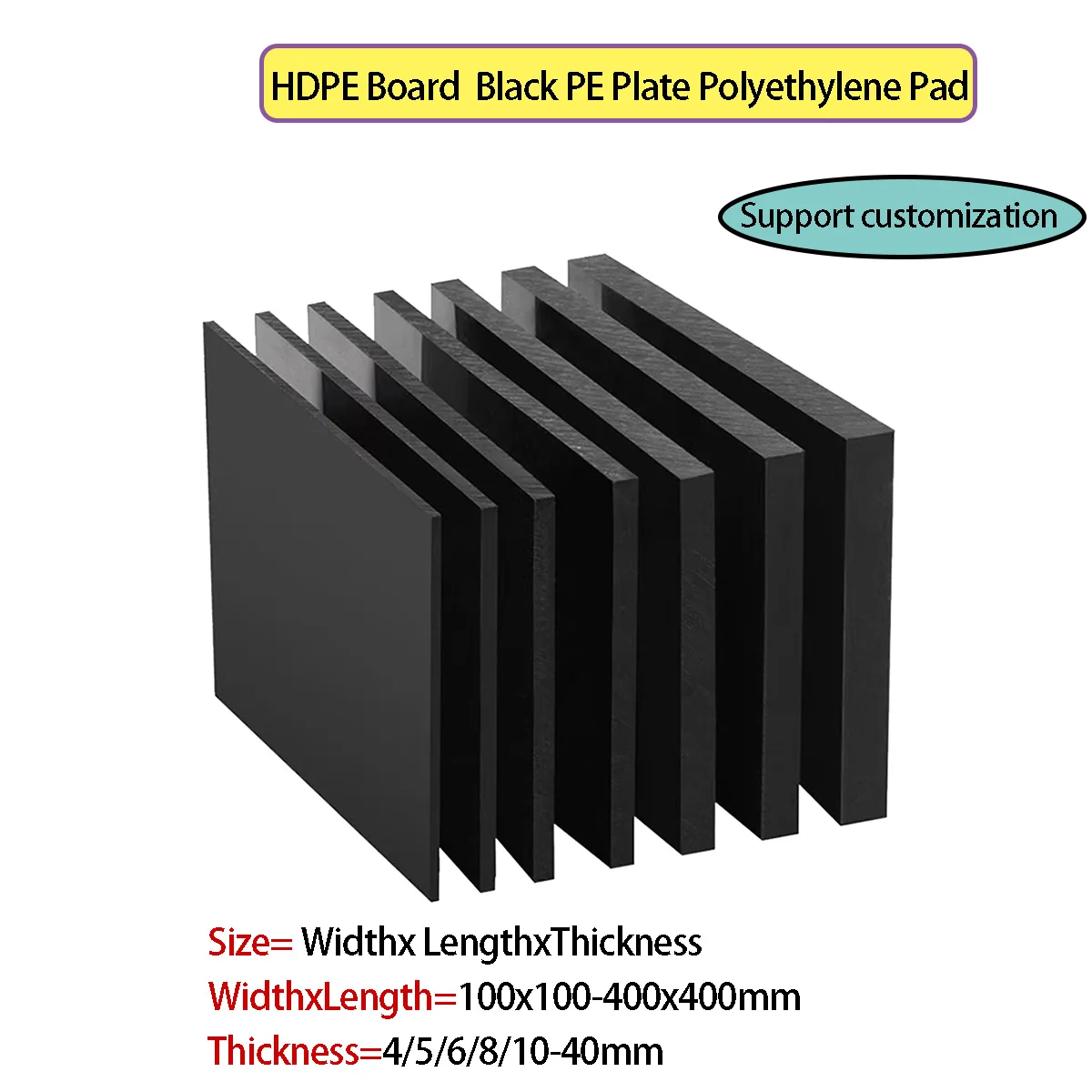 Thickness 4-40mm HDPE Board Wear Resistant Black PE Plate Polyethylene ...