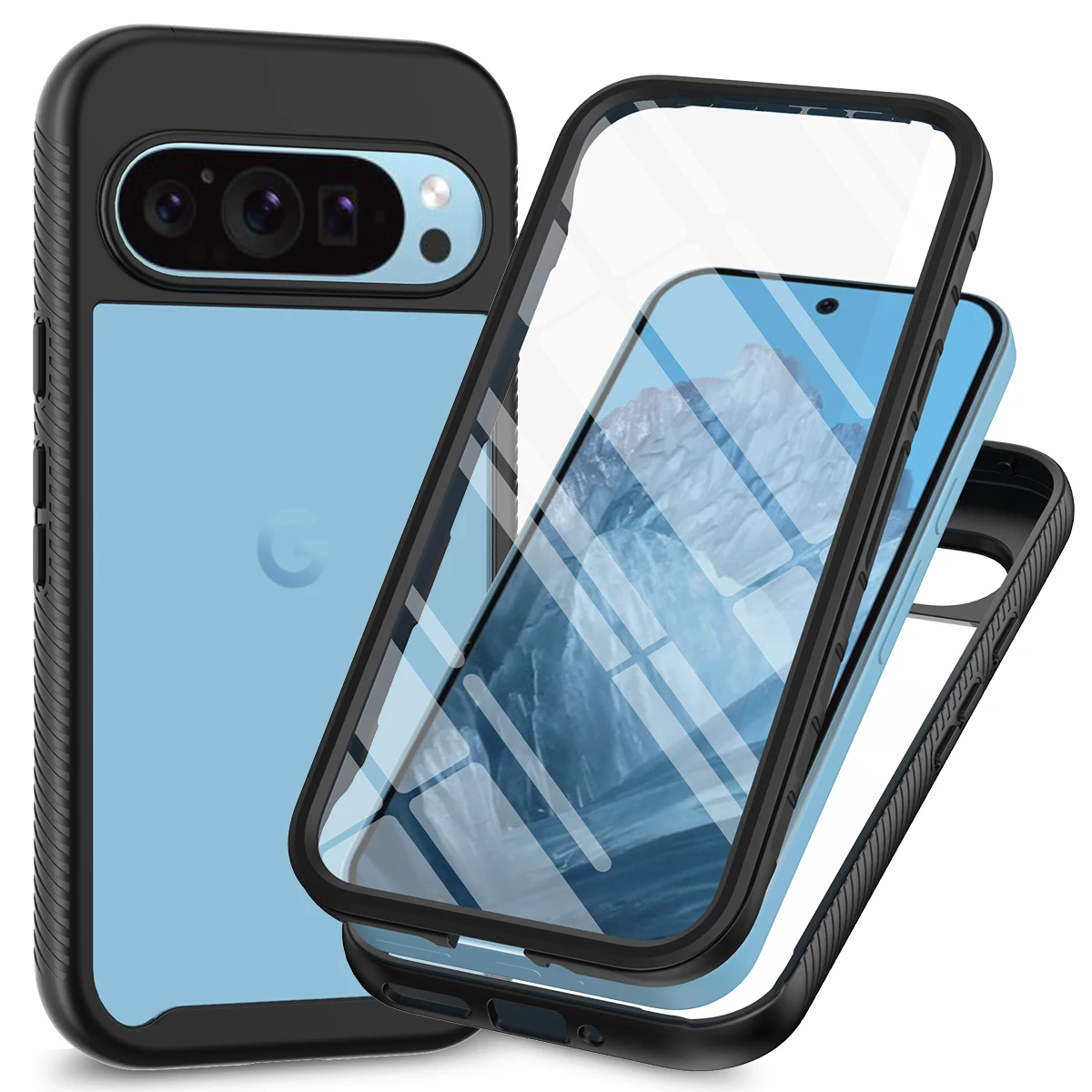 Shockproof Clear Case with Built-in Screen Protector - Full Body Rugged ...