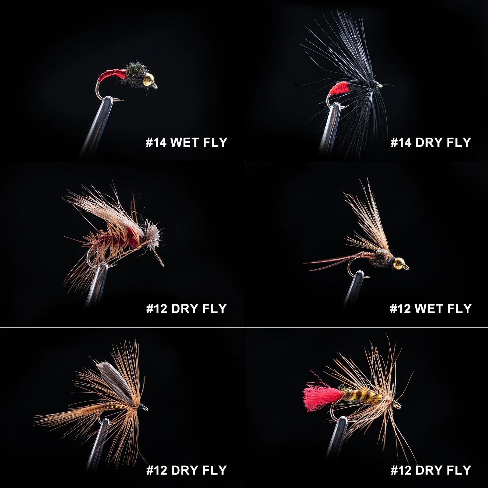 30pcs Fly Fishing Flies #12#14 Artificial Insect Baits Caddisfly Dries ...