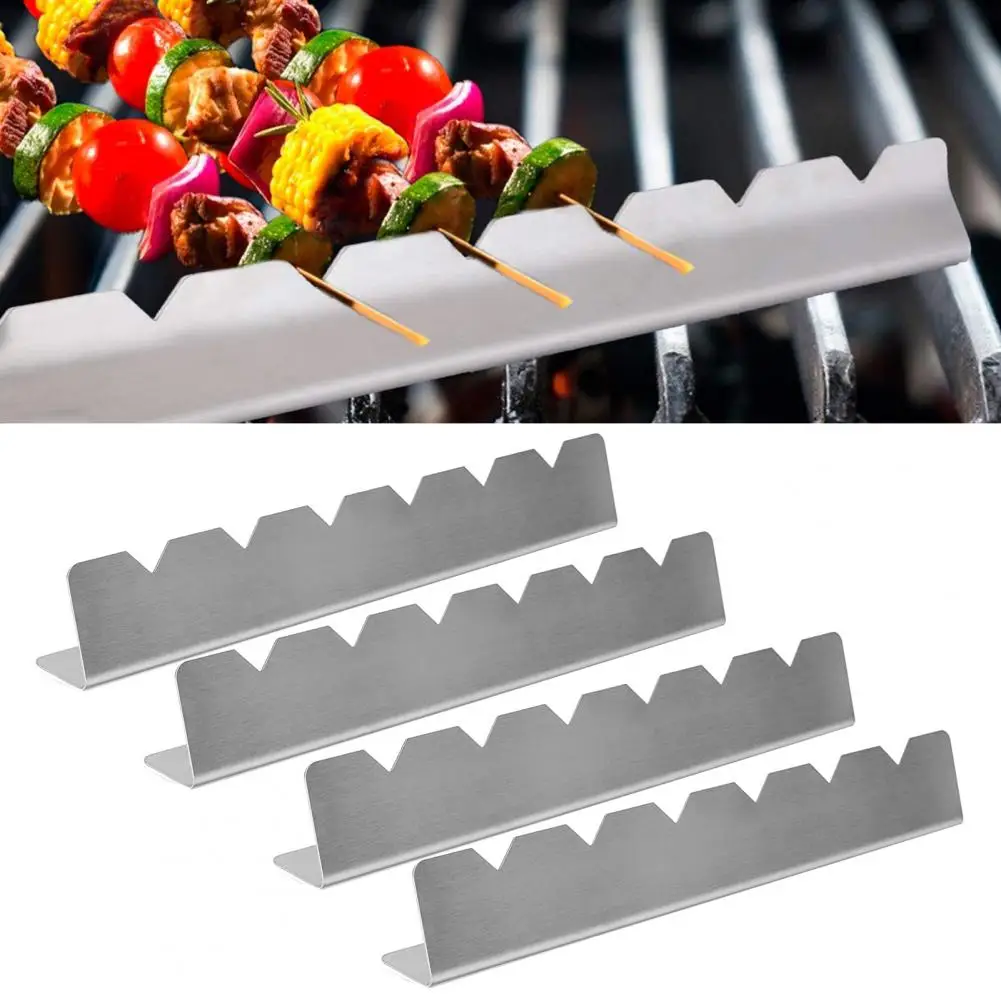 4Pcs-Set-Skewer-Holder-Anti-slip-Groove-Stainless-Steel-Heavy-Duty-Long ...