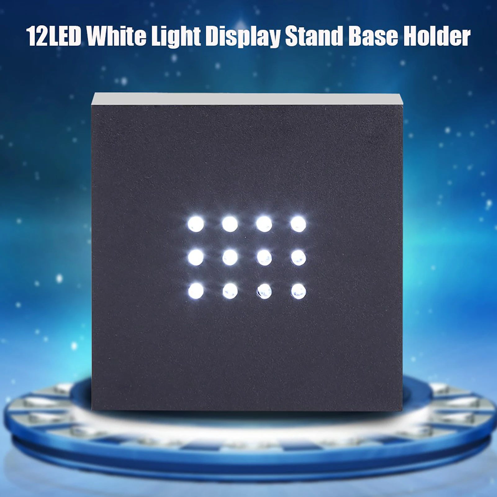 12LED White Light Display Stand Base Holder for Crystal / Glass Art ...