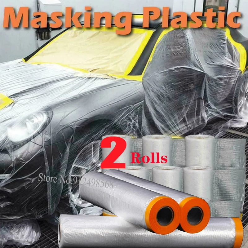 2-Rolls-Clear-Paint-Plastic-Protective-Masking-Film-Oil-Painting-Block ...