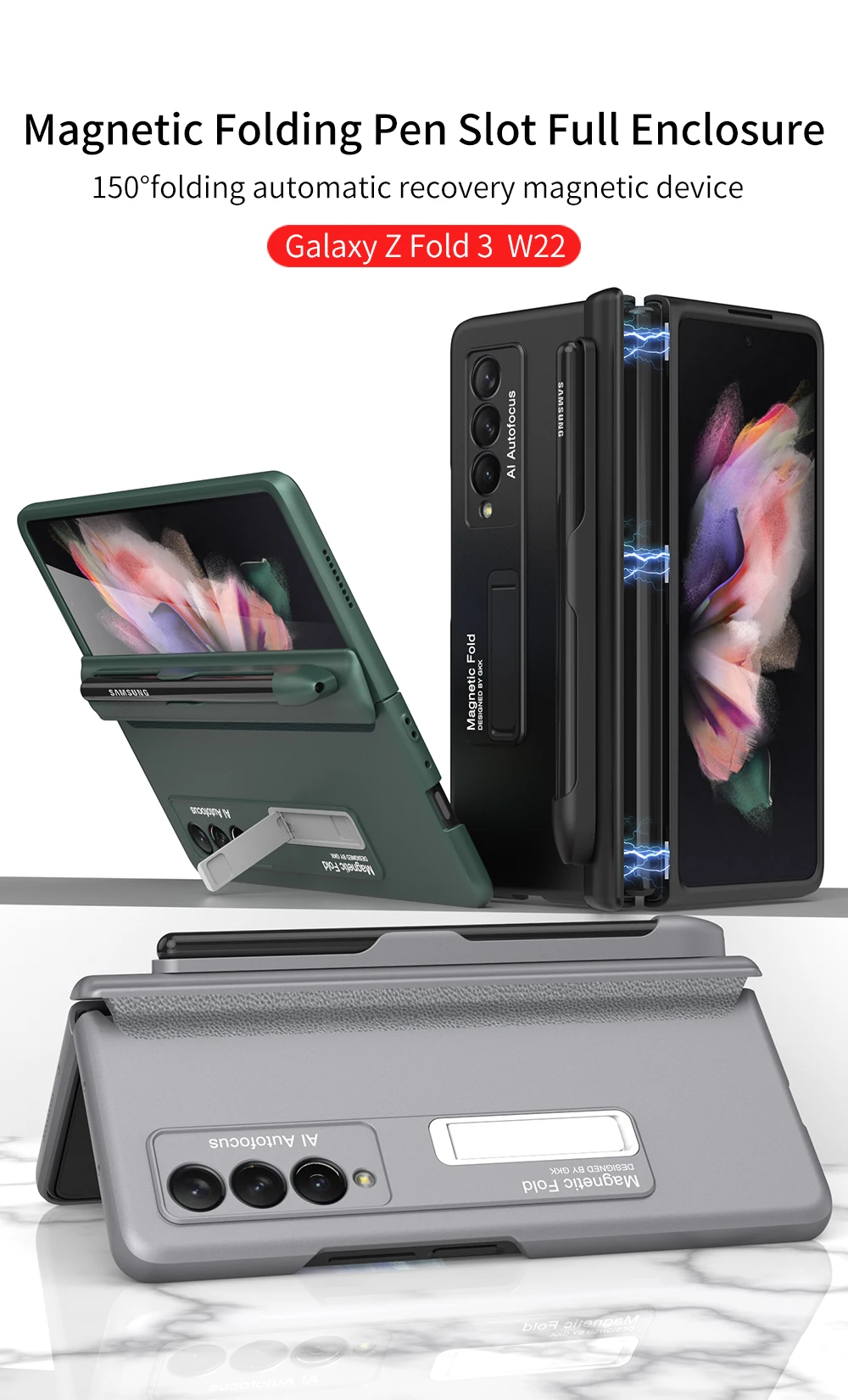 STYLET TELEPHONE,Black-For Galaxy Z Fold 3-Case Only--Coque de ...