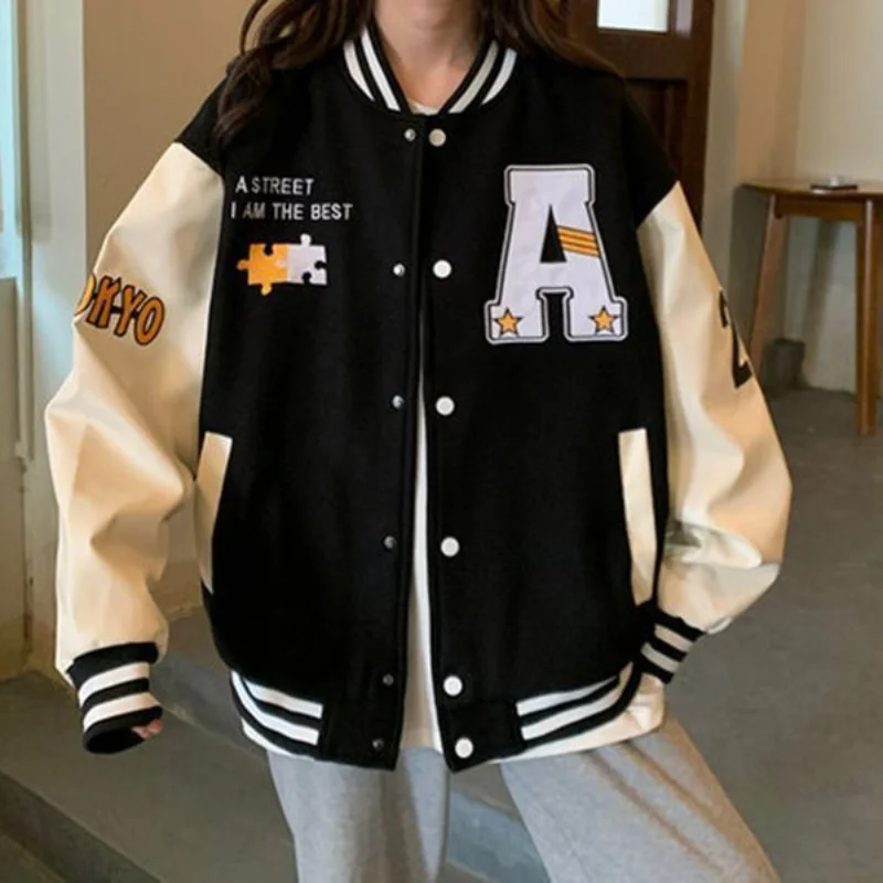 Deeptown-Vintage-Oversized-Baseball-Jacket-Women-Korean-Fashion ...
