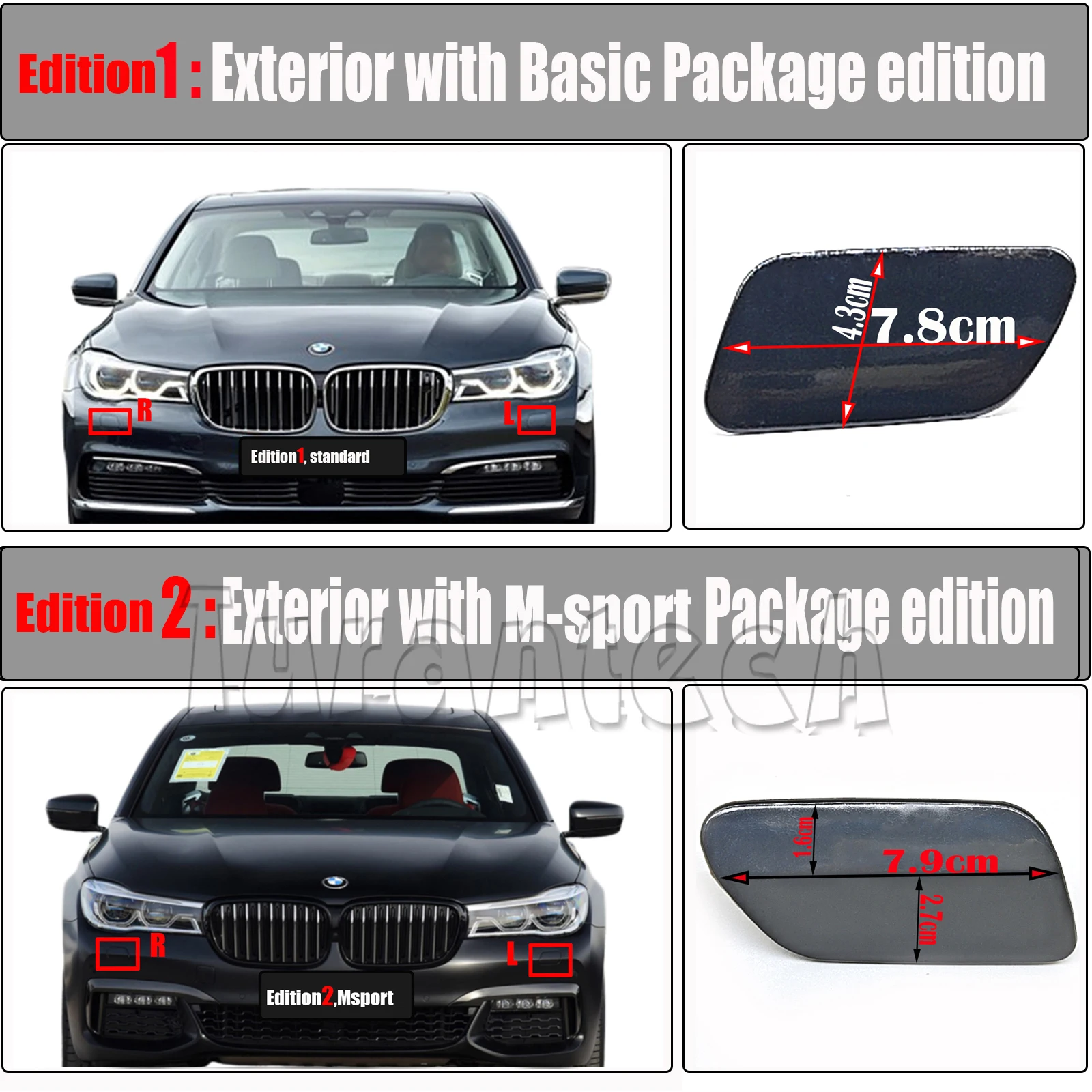 Headlight Washer Cover for 16-19 BMW7 G11 G12 Fit 725d 725Ld 730dx ...