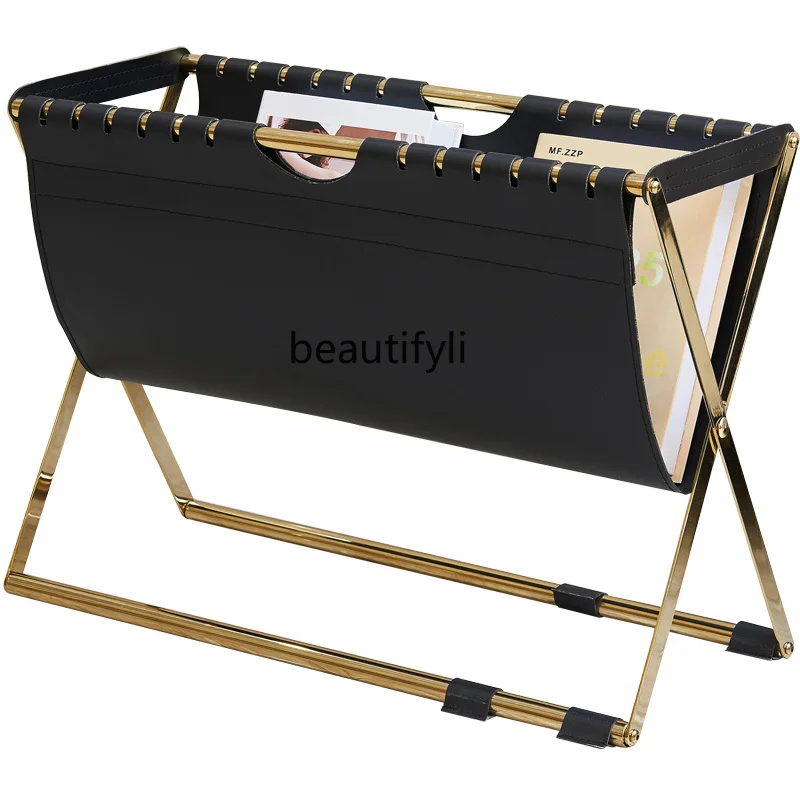 zq Magazine Rack Leather Creative Living Room Storage Rack Hotel Post ...