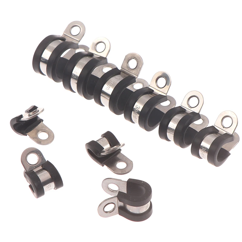 2Pcs-Stainless-Steel-Cable-Clamp-Rubber-Cushioned-Insulated-Clips-Tube ...