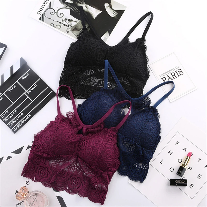Sexy-Women-s-Lace-Crop-Tops-Deep-V-Neck-Tank-Top-Bandeau-Underwear ...