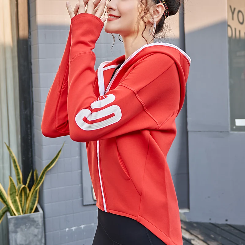 Women Autumn Sports Seamless Running Jacket Gym Long sleeves Fitness Workout Zip Hoodies Casual ...