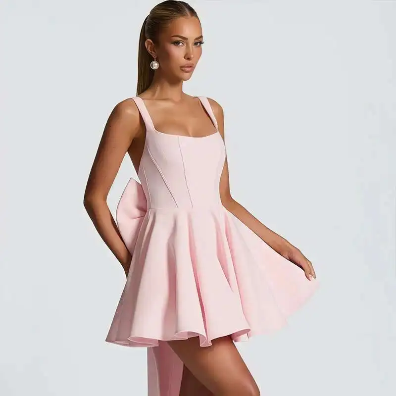 Sexy Bow Evening Birthday Club Party Dresses Women 2025 Summer Mini ...