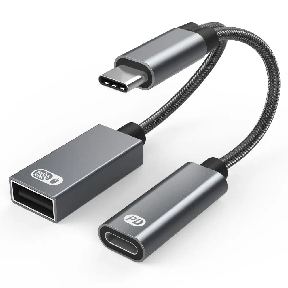 2-in-1-USB-Type-C-Cable-60W-PD-Fast-Charging-OTG-Adapter-Converter-Data ...