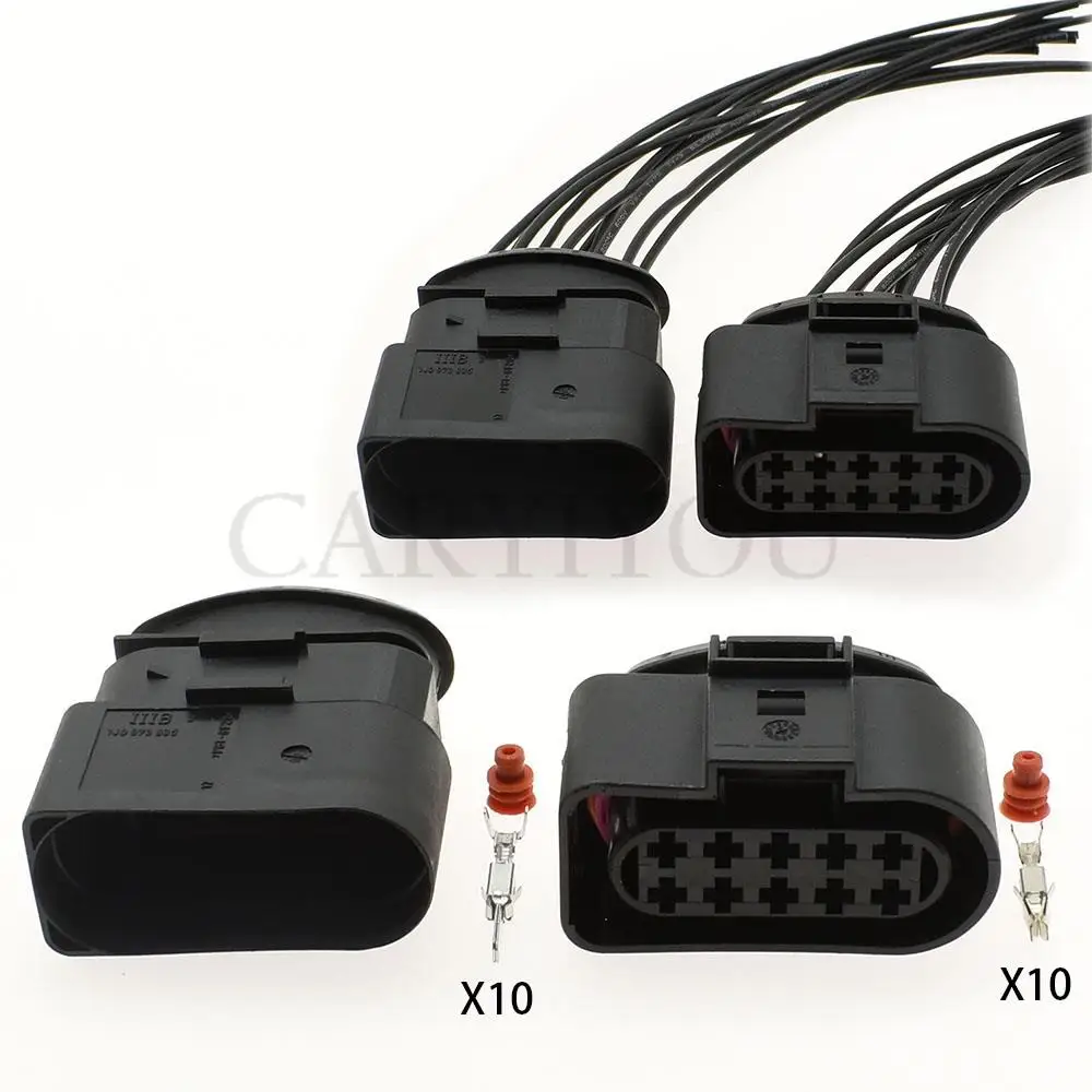 1-Set-Car-Xenon-Headlight-10-Pin-Female-Male-Connector-Adapter-Pigtail ...