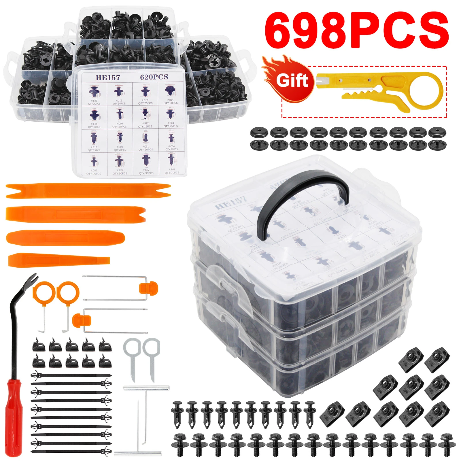 Bumper Retainer Clips Car Rivets Fasteners Kit Auto Push Pin Door Trim ...