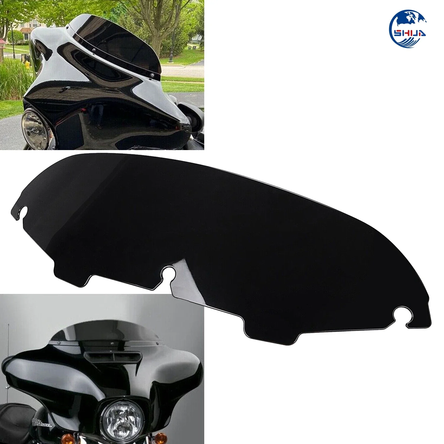 1-Piece-Motorcycle-Black-Front-5-Upper-Fairing-Windshield-Windscreen ...