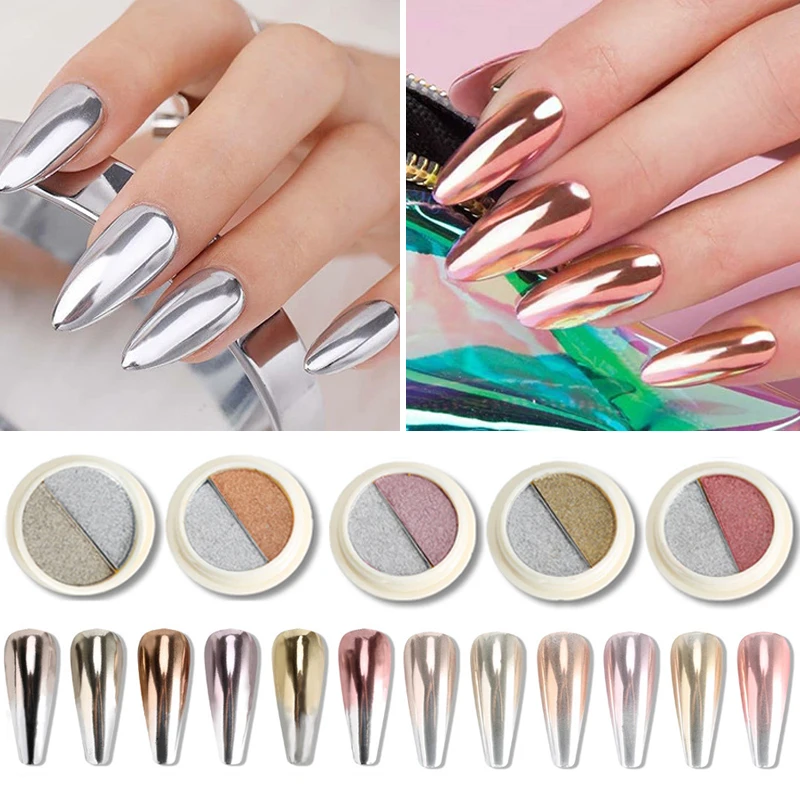 1-Box-Double-Color-Metallic-Glitter-Nail-Powder-Champagne-Rose-Gold ...