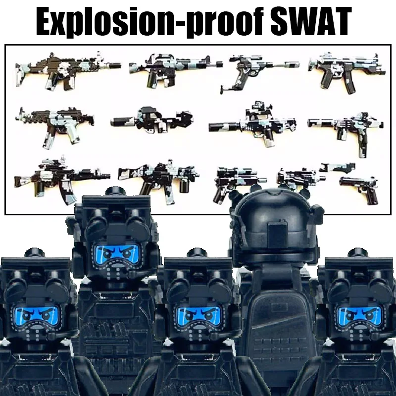 군사 블랙 SWAT 군인 빌딩 블록, 경찰 특수 부대 피규어, 육군 위장 무기 총, 장갑 자동차 벽돌 장난감| | - AliExpress