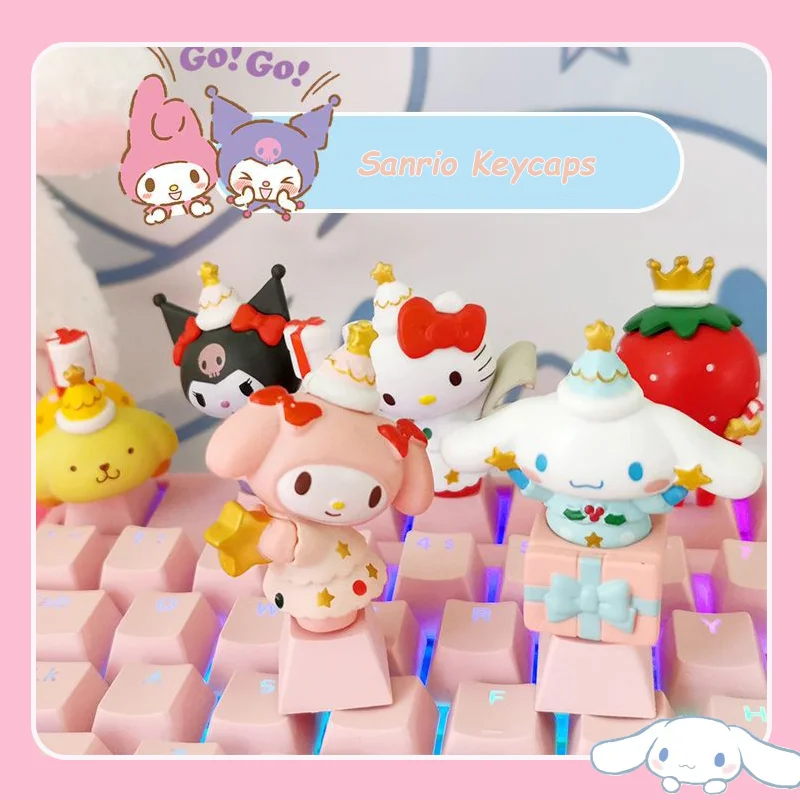 Kawaii Sanrio Hello Kitty Kuromi Keycaps Cartoon Anime Cinnamoroll ...