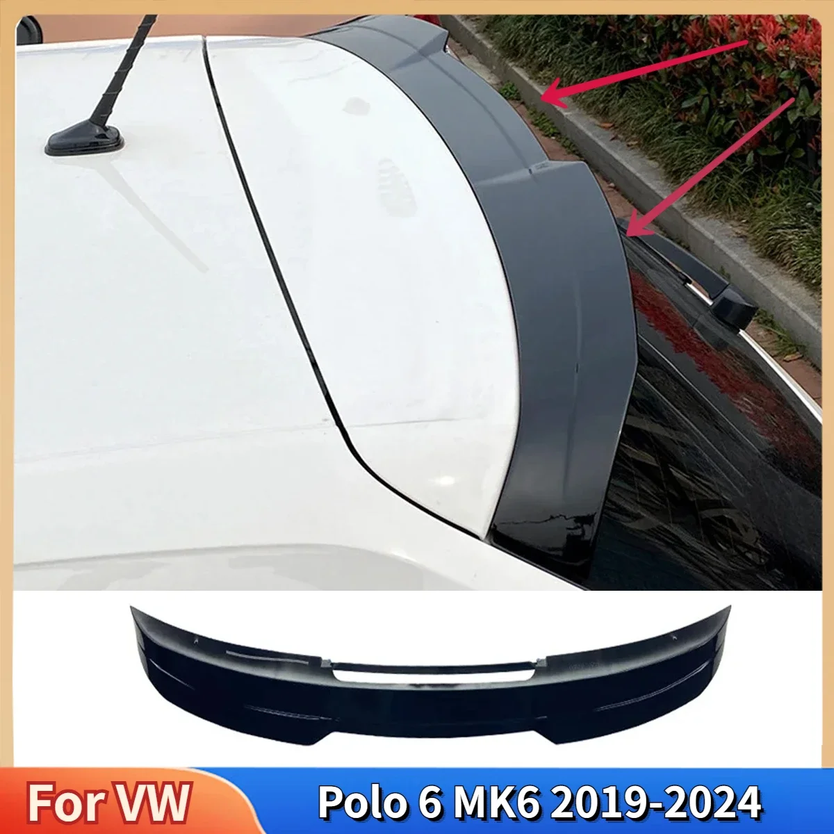 For VW Polo 6 MK6 2019-2024 GTI Style ABS Rear Roof Spoilers Wing Car ...