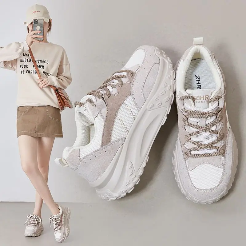 ZHR-Women-s-Thick-Soled-Leather-Running-Shoes-Casual-Sports-Shoes-with ...