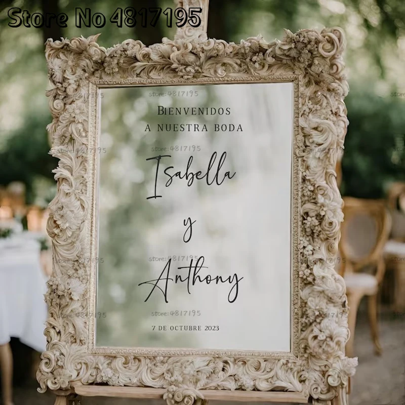 Bienvenidos A Nuestra Boda Spanish Wedding Mirror Welcome Signs Custom ...