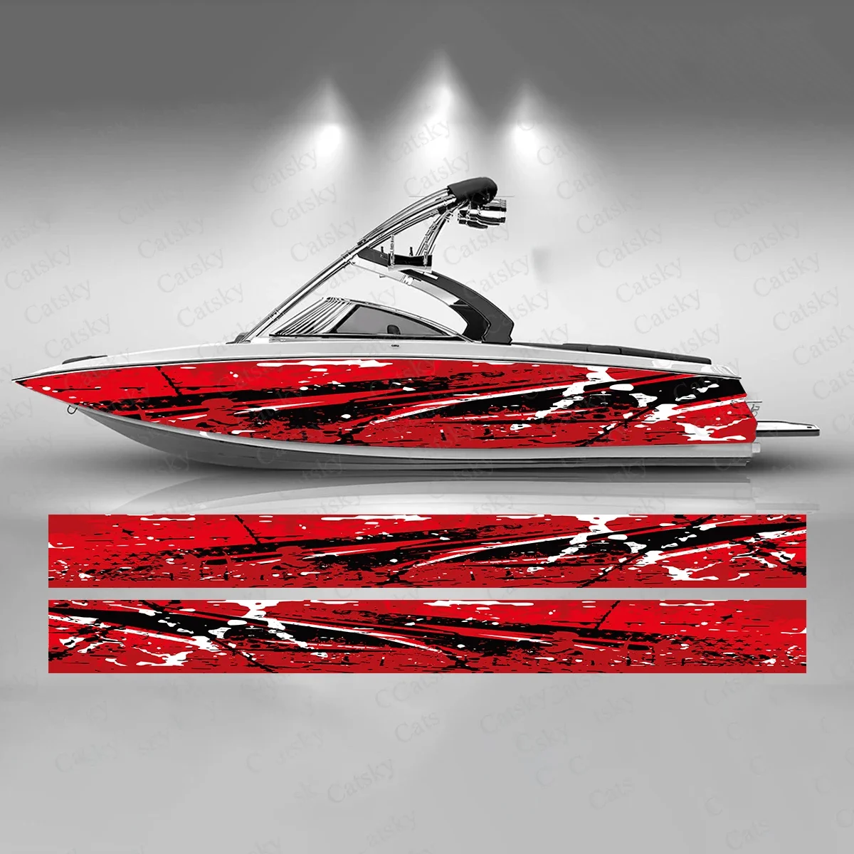Abstract-Red-Black-Colorful-Boat-Sticker-Fashion-Custom-Fish-Boat ...