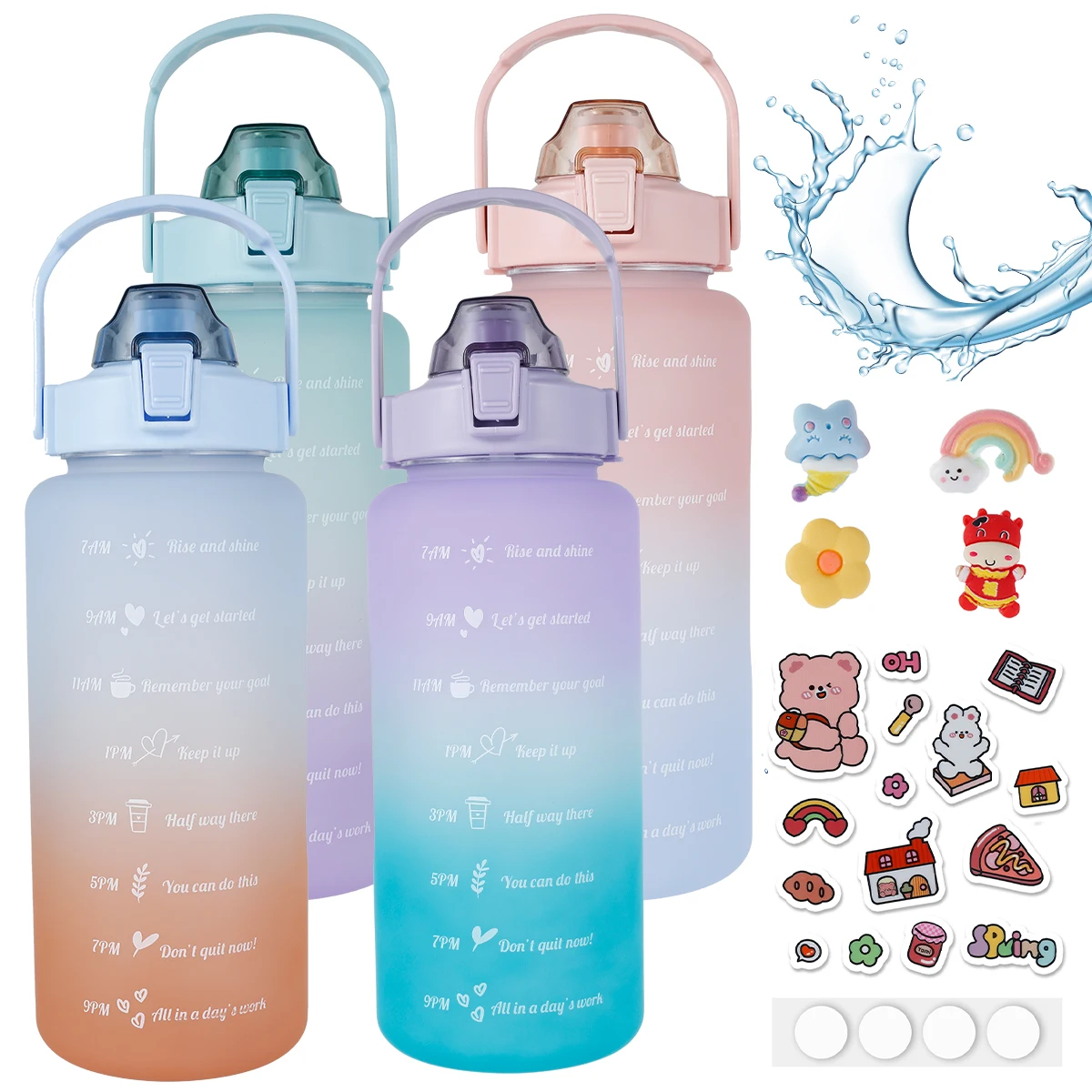 2L-Sports-Water-Bottle-Large-Capacity-Drinking-Bottle-with-Straw-Camp-Travel-Cup-with-Time ...