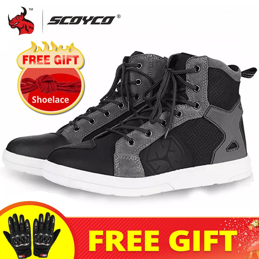 SCOYCO-Motorcycle-Boots-Men-Casual-Shoes-Microfiber-Leather-Moto ...