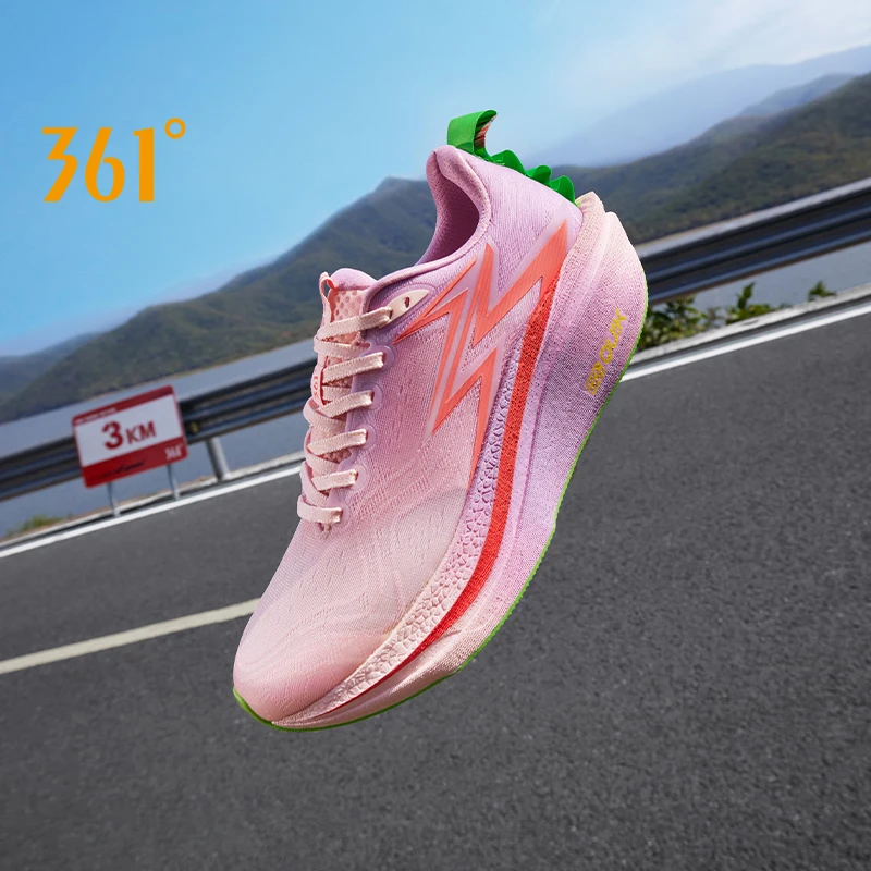 361 Degrees Flame 4.0 MIX Running Shoes Marathon Carbon Plate Racing Support Breathable Cushion ...