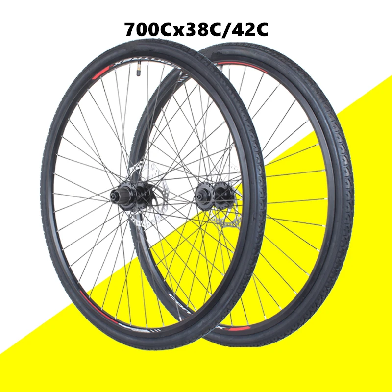 700C Bicycle Wheel Quick Release Bearing Cassette Wheelset 700X35/38C Road Bike Double Layer ...