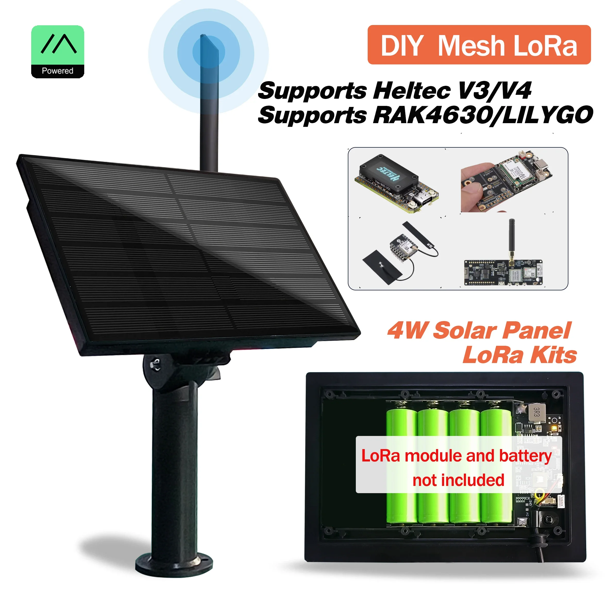4W Solar Panel 868 915Mhz Battery Outdoor Waterproof Heltec LoRaWAN ...