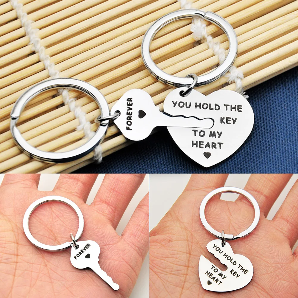 2Pcs I Love You Key Chain Women Men Bag Pendant Couple Metal Red Heart ...