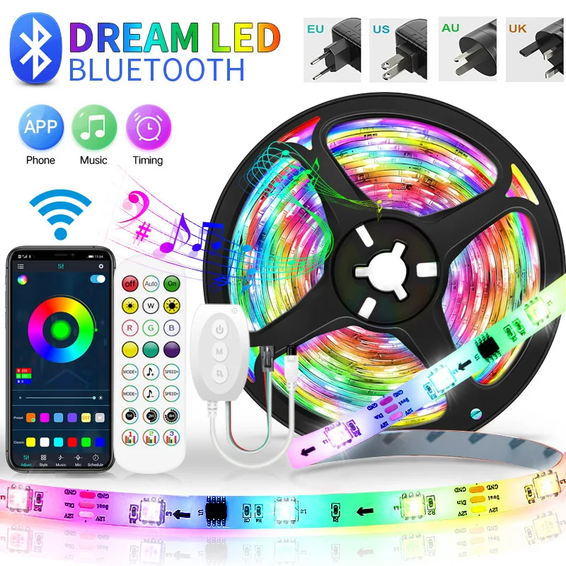 5m-20m Dream Led Strip Lights Bluetooth 5050 Ws2811 Rgb Individually ...