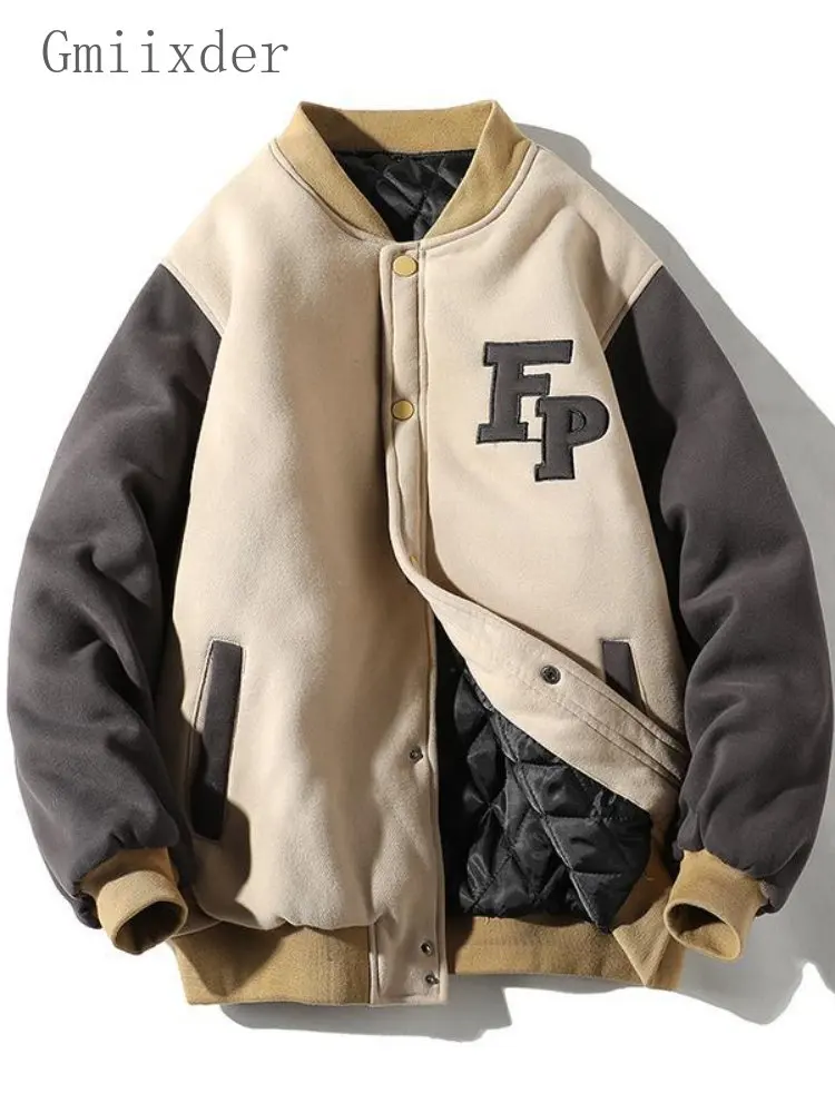 Gmiixder American Baseball Padded Jacket Men's Trend Oversize Japanese ...