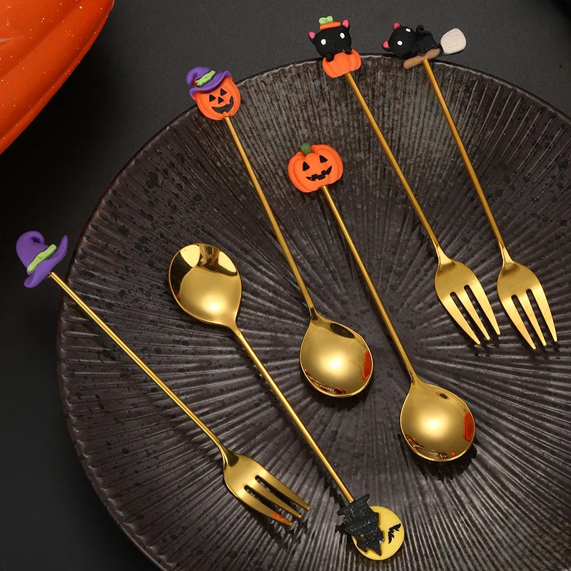 Halloween-Spoon-Fork-Kitchen-Tableware-Stainless-Steel-Coffee-Spoon-Ice ...